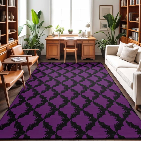 Area Rugs 3'x5', Purple Black Halloween Carpet Runner Indoor Outdoor ...