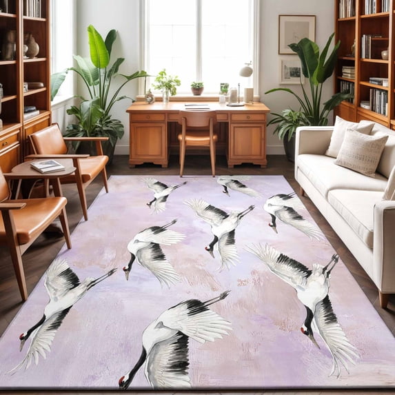 Area Rugs 3'x5', Purple White Birds Carpet Runner Indoor Outdoor Rugs ...