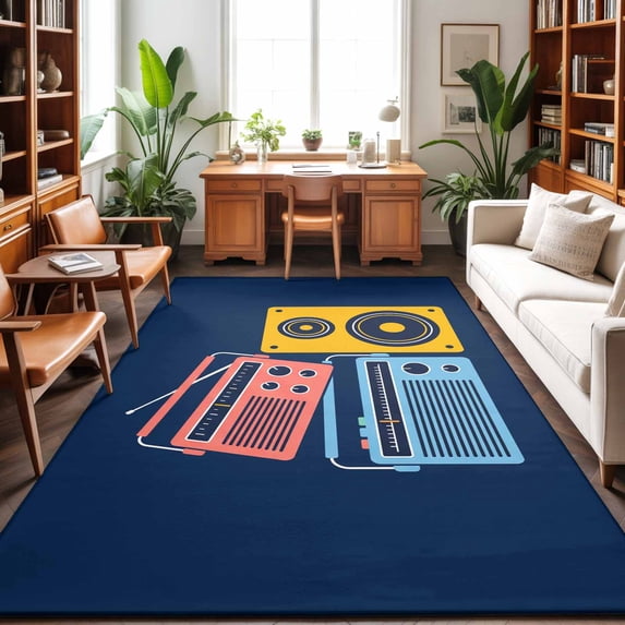 Area Rugs 3'x5', Red Blue Yellow Radios Carpet Runner Indoor Outdoor ...