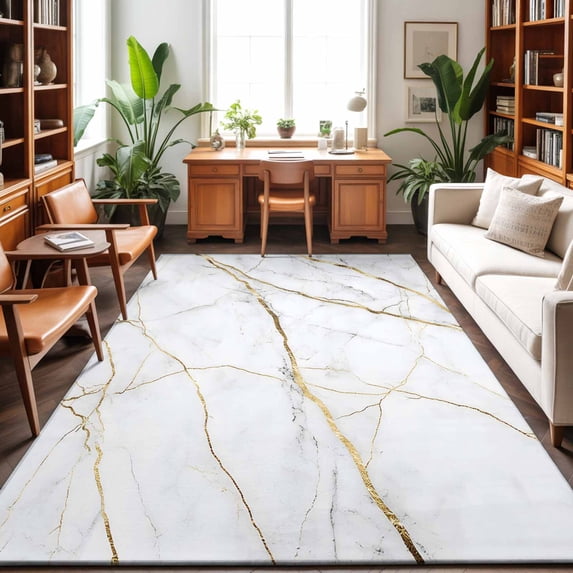 Area Rugs 3'x5', White Marble Pattern Carpet Runner Indoor Outdoor Rugs ...