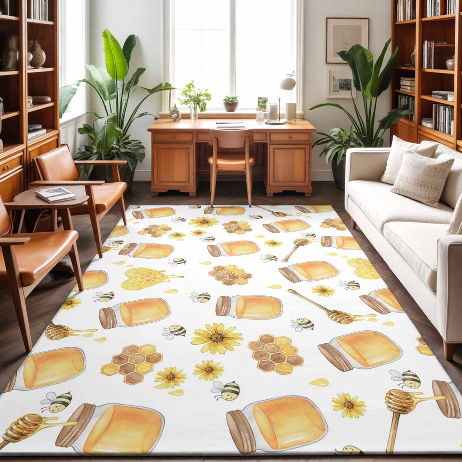 Area Rugs 3'x5', Yellow Flowers Carpet Runner Indoor Outdoor Rugs Home ...