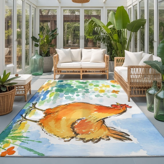 Area Rugs 3x5,Cartoon Farm Chicken Non Slip Washable Rug Indoor Carpet ...