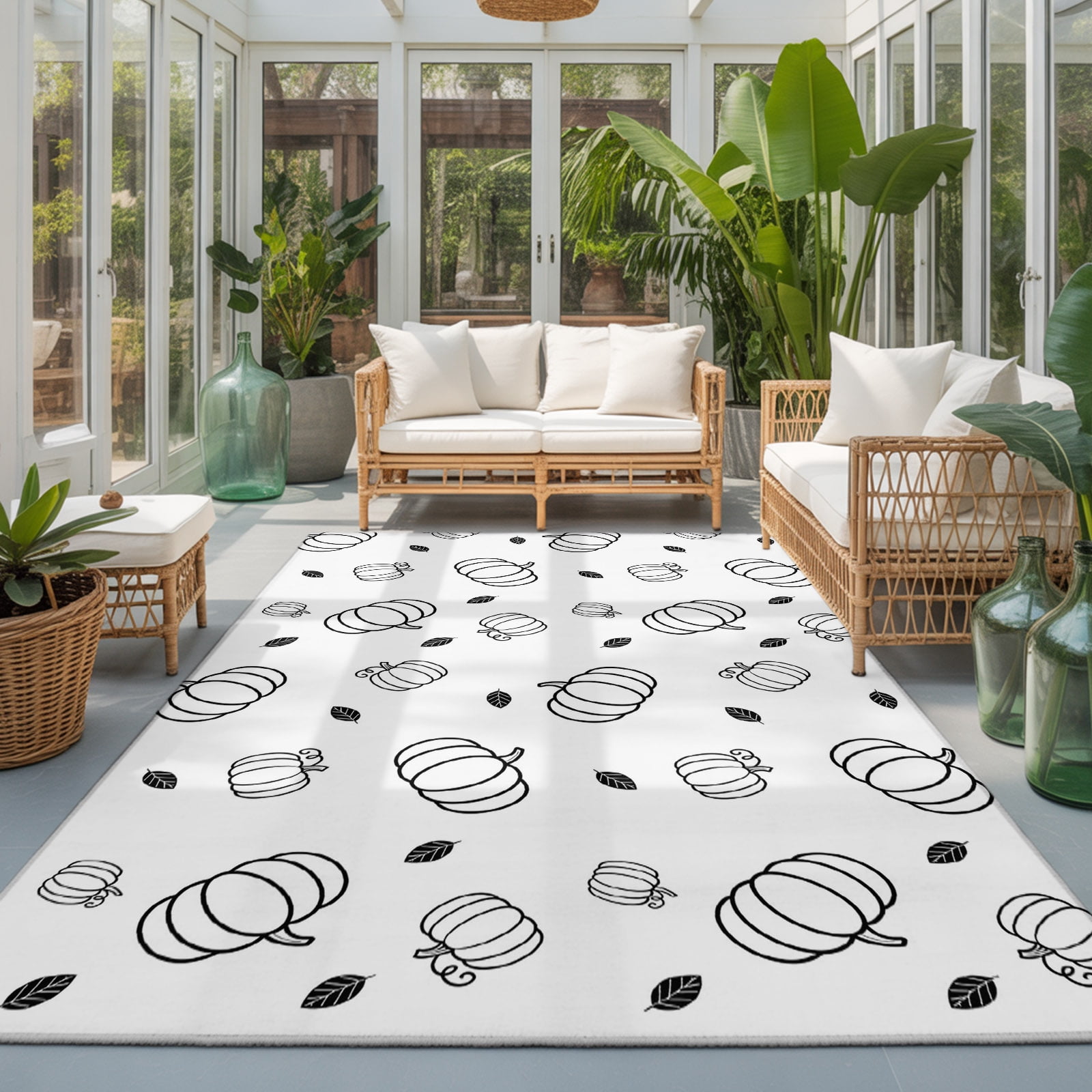 Area Rugs 3x5,Cartoon Farm Pumpkins Non Slip Washable Rug Indoor Carpet ...