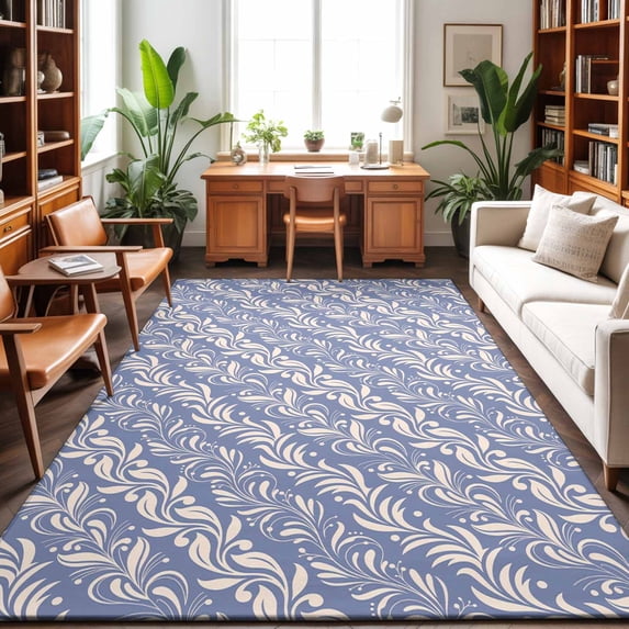Area Rugs 4'x6'. Blue Floral Carpet Runner Indoor Outdoor Rugs Home ...