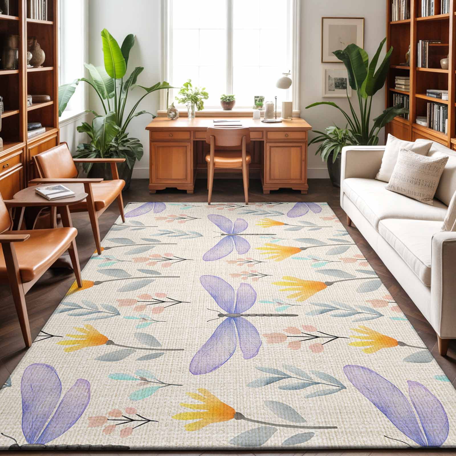 Area Rugs 4'x6'. Flowers Field Carpet Runner Indoor Outdoor Rugs Home ...