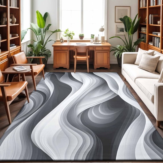 Area Rugs 4'x6'. Modern Sea Waves Carpet Runner Indoor Outdoor Rugs ...