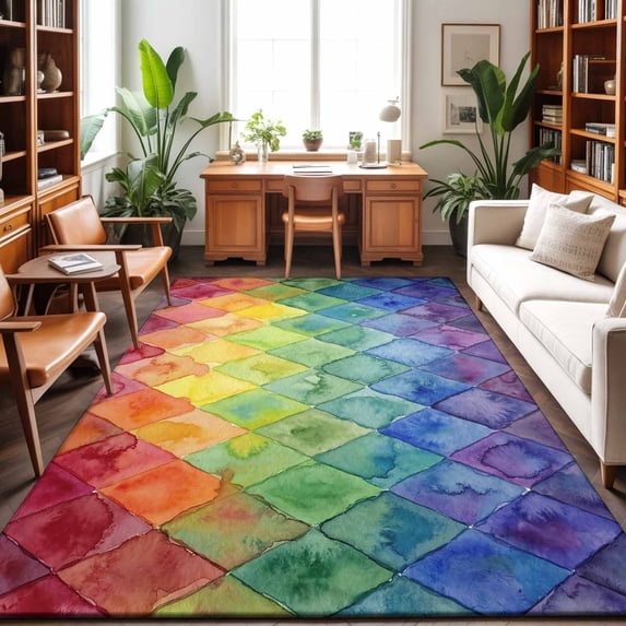 Area Rugs 4'x6'. Rainbow Patchwork Carpet Runner Indoor Outdoor Rugs ...