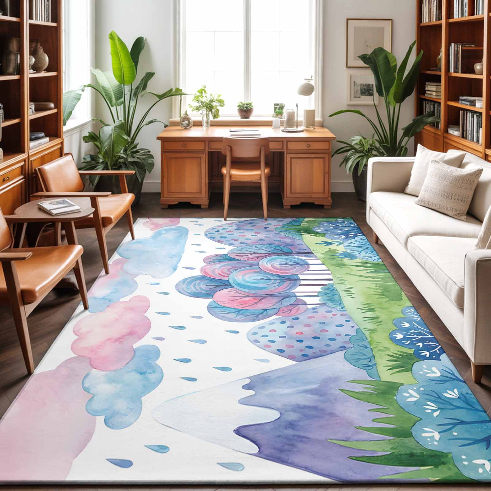 Area Rugs 4'x6'. Simple Line-drawing Forest Carpet Runner Indoor ...