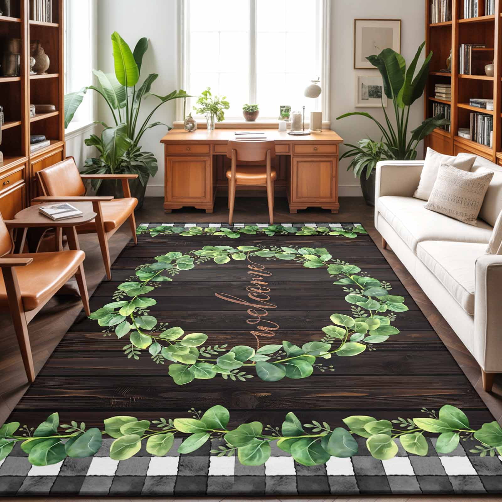 Area Rugs 4'x6'. Spring Eucalyptus Leaves Carpet Runner Indoor Outdoor ...