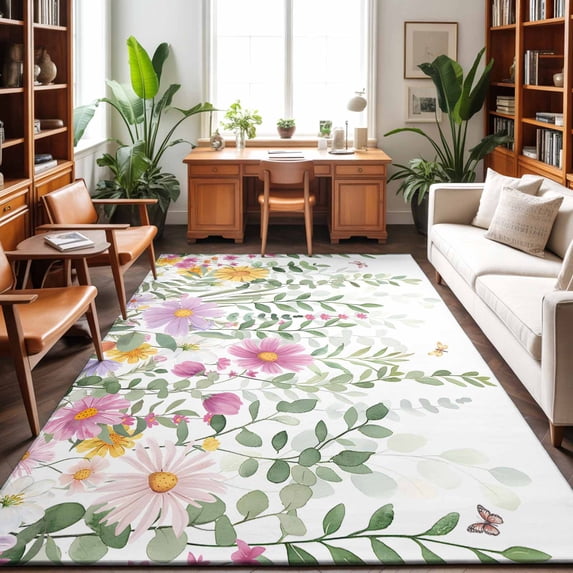 Area Rugs 4'x6'. Spring Flowers Carpet Runner Indoor Outdoor Rugs Home ...