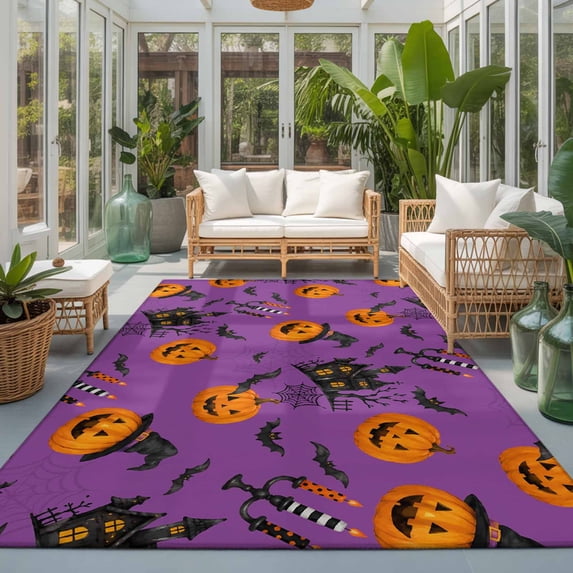 Area Rugs 4x6,Halloween Haunted Castle Pumpkin Seamless Non Slip ...