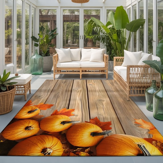 Area Rugs 4x6,Thanksgiving Fall Orange Pumpkin Maple Leaf Non Slip ...