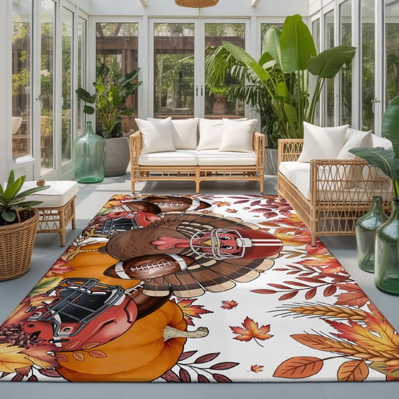 Area Rugs 4x6,Thanksgiving Fall Rugby Brown Turkey Non Slip Washable ...