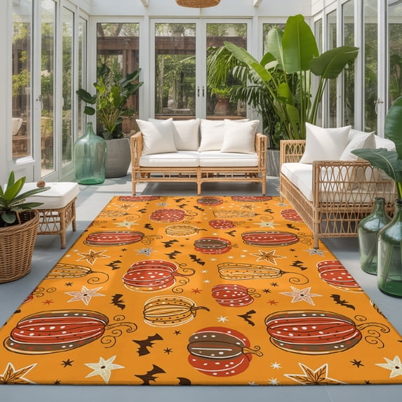 Area Rugs 4x6,Watercolor Halloween Polka Dots Pumpkin Bat Non Slip ...