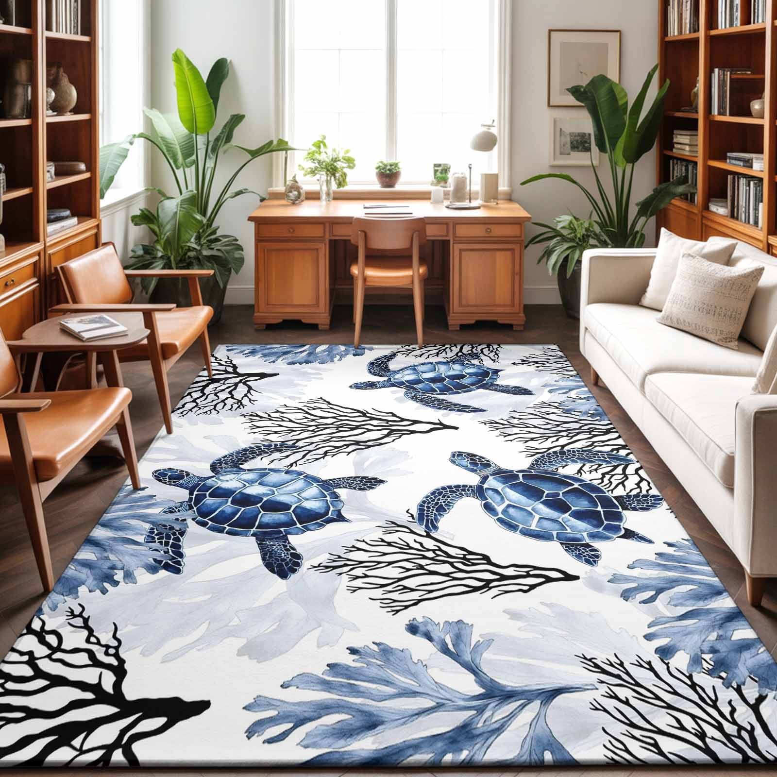 Area Rugs 5'x7', Coastal Sea Turtles Carpet Runner Indoor Outdoor Rugs ...