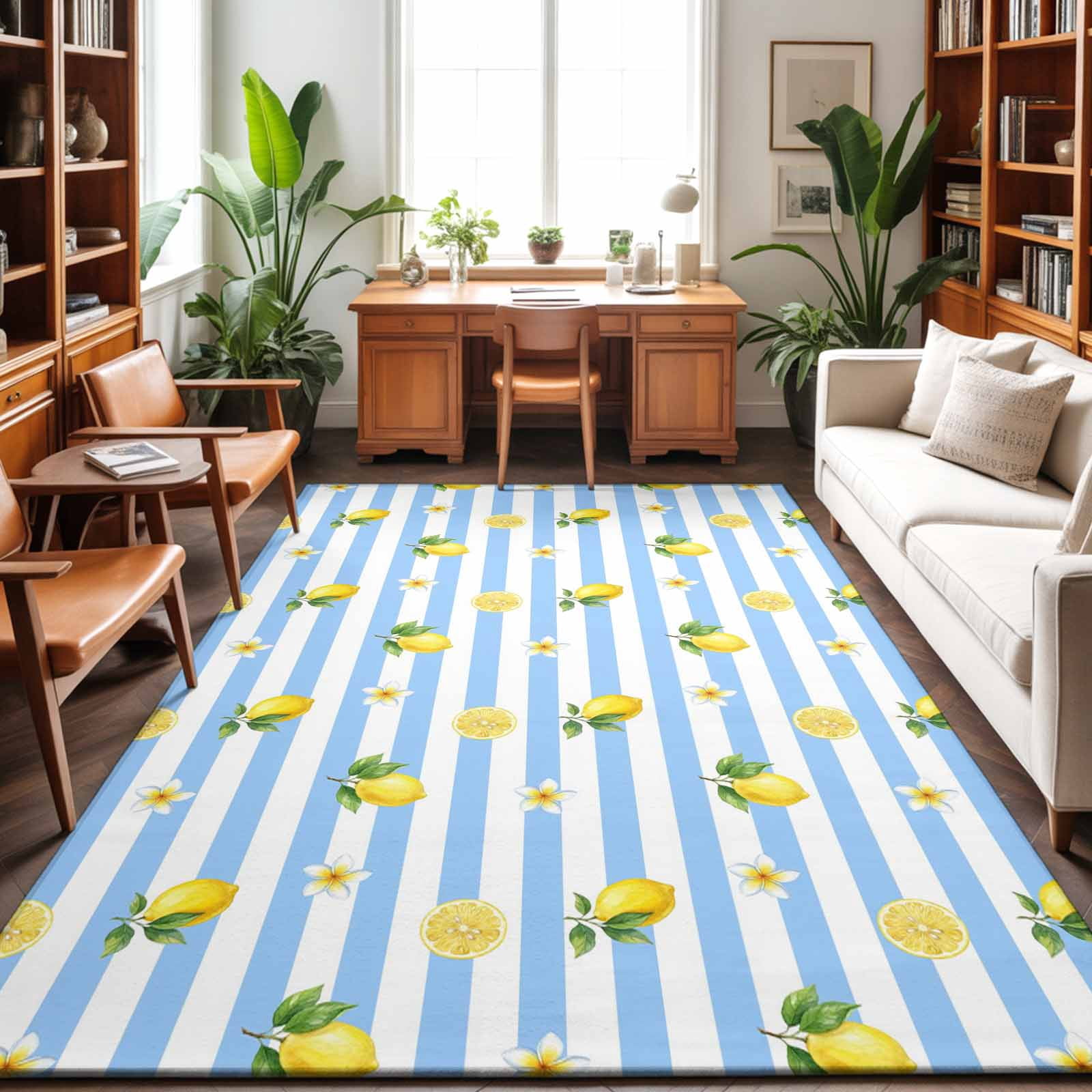 Area Rugs 5'x7', Cute Lemon Floral Carpet Runner Indoor Outdoor Rugs ...