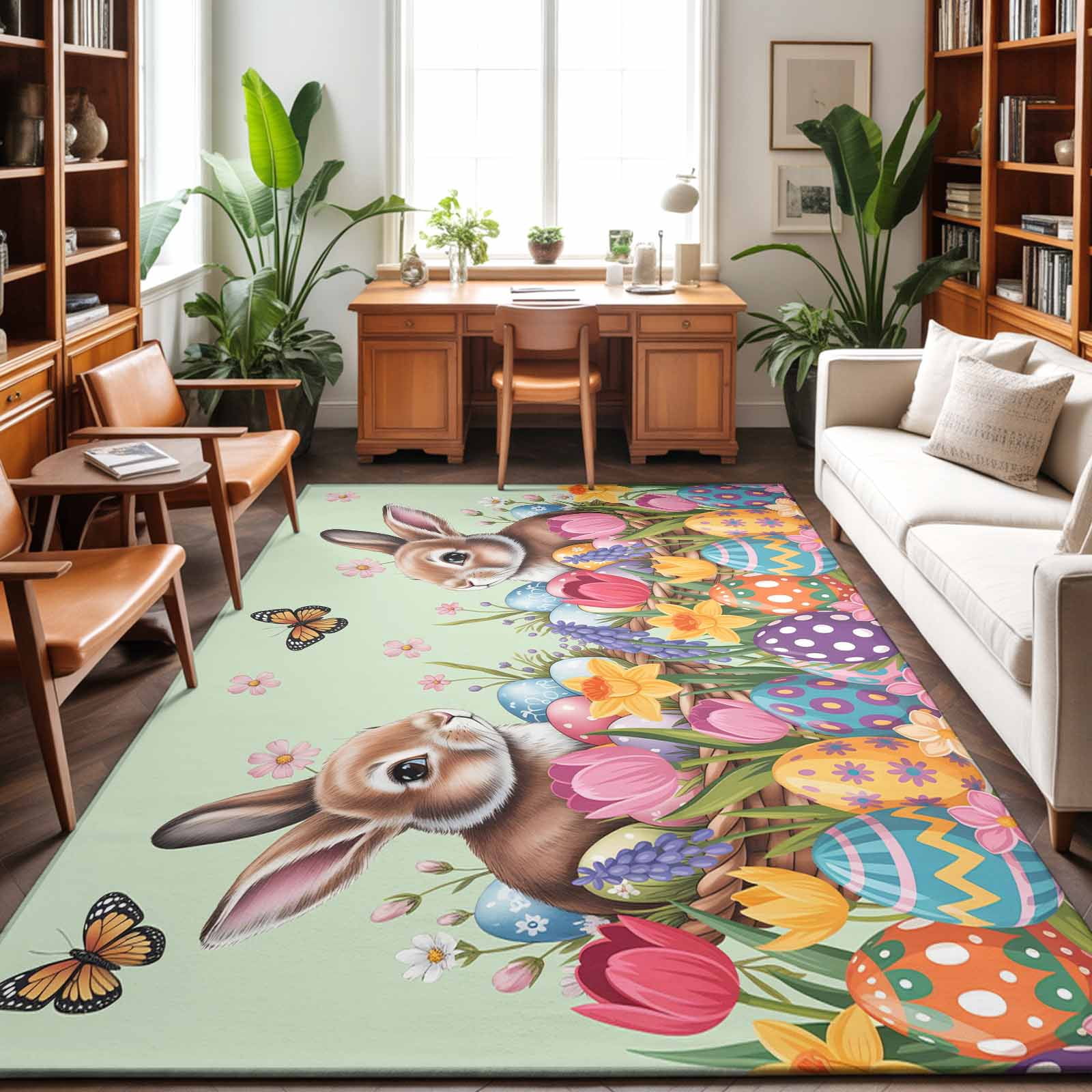 Area Rugs 5'x7', Easter Bunny Carpet Runner Indoor Outdoor Rugs Home ...
