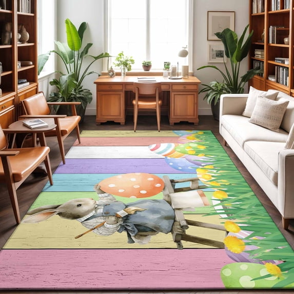 Area Rugs 5'x7', Easter Rabbbits Carpet Runner Indoor Outdoor Rugs Home ...