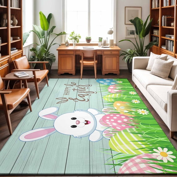 Area Rugs 5'x7', Easter Rabbits Carpet Runner Indoor Outdoor Rugs Home ...