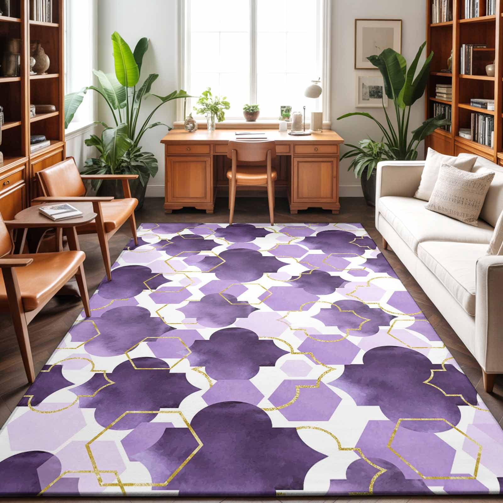 Area Rugs 5'x7', Purple Geometric Moroccan Carpet Runner Indoor Outdoor ...