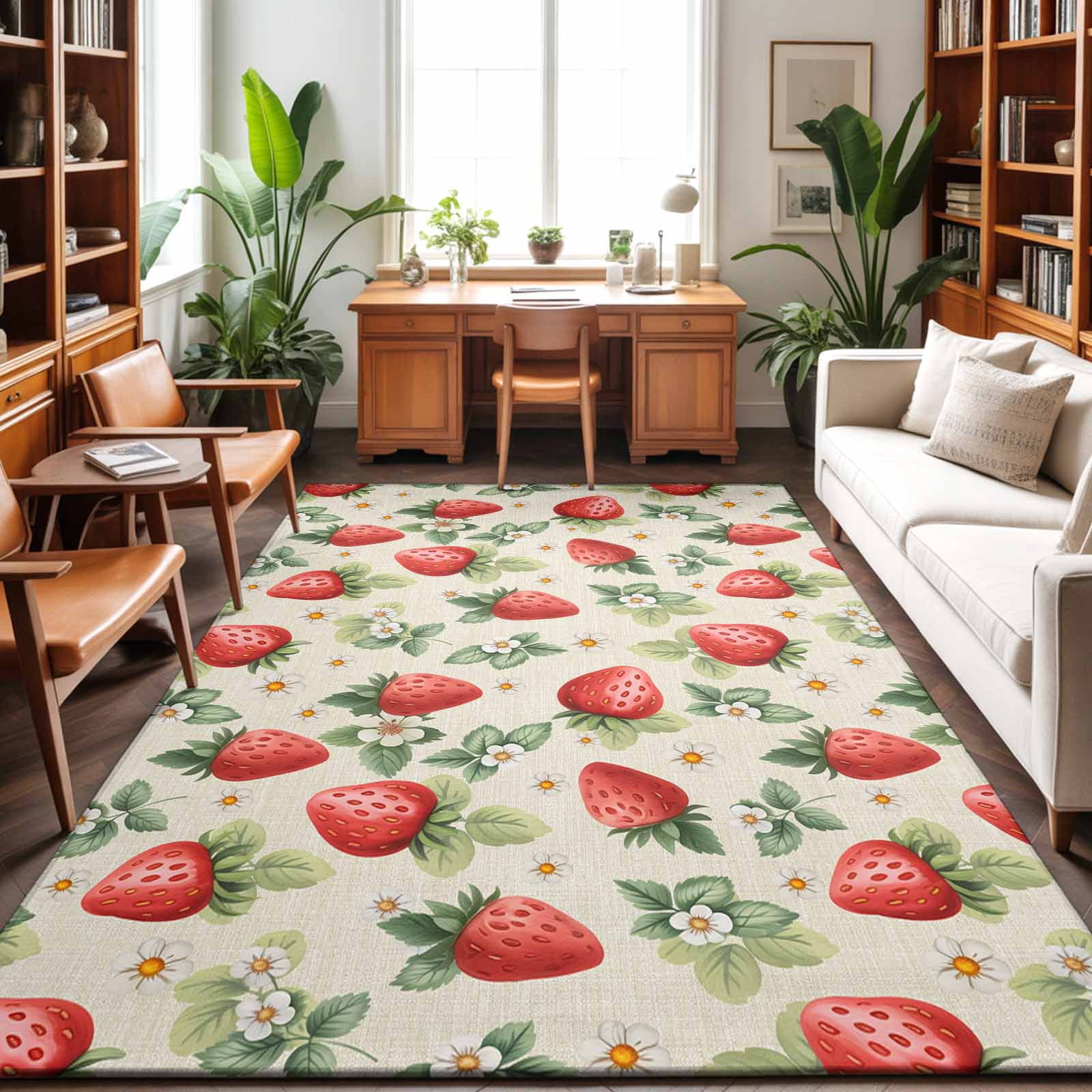 Area Rugs 5'x7', Red Strawberry Carpet Runner Indoor Outdoor Rugs Home ...