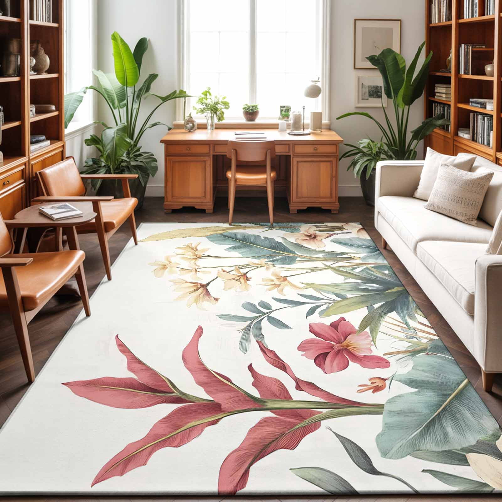 Area Rugs 5'x7', Yellow Red Floral Carpet Runner Indoor Outdoor Rugs ...