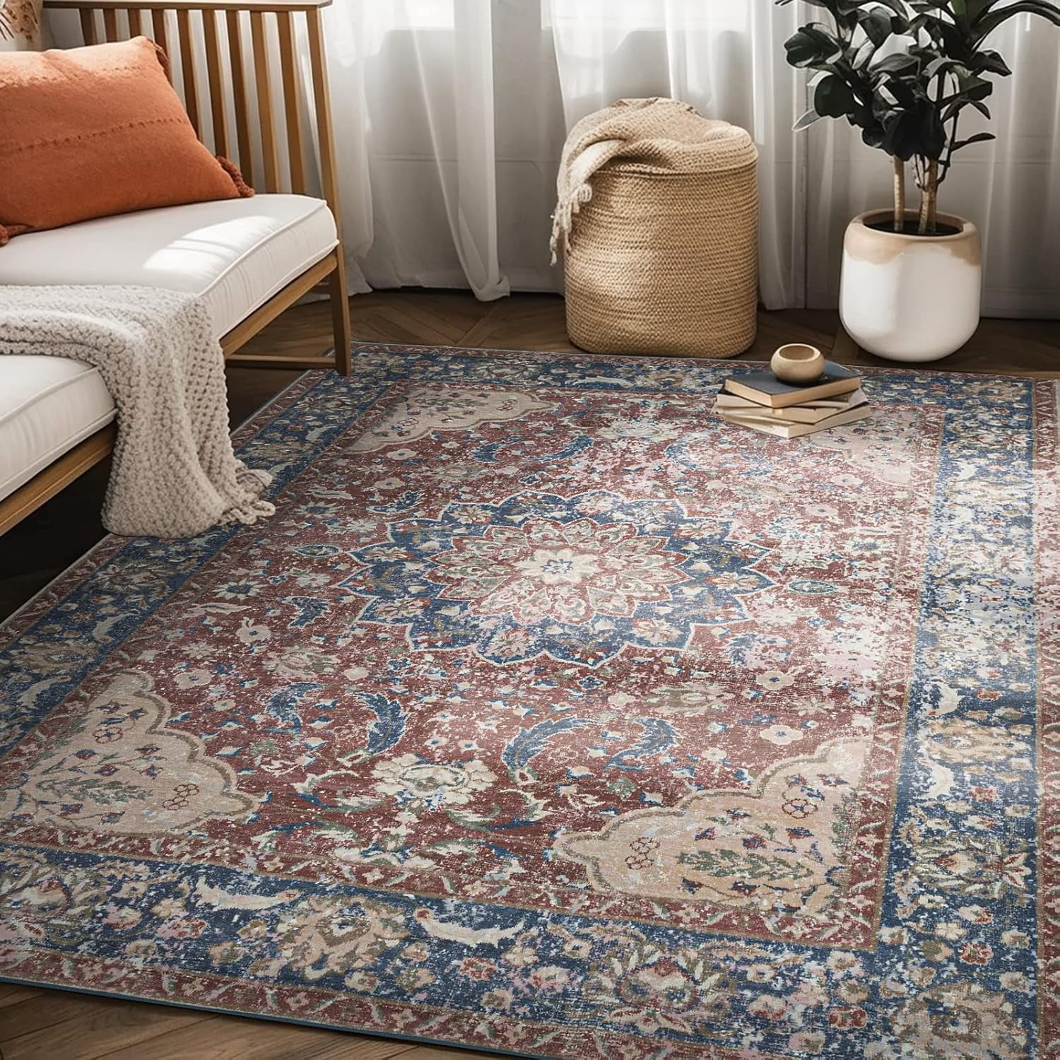 Area Rugs 5x7, Distressed Traditional Rugs for Living Room Machine ...
