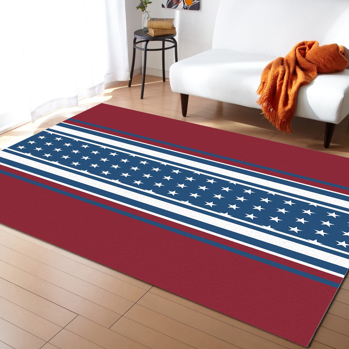Area Rugs 5x7 Ft Geometric Rectangle Stripes Stars American Flag ...