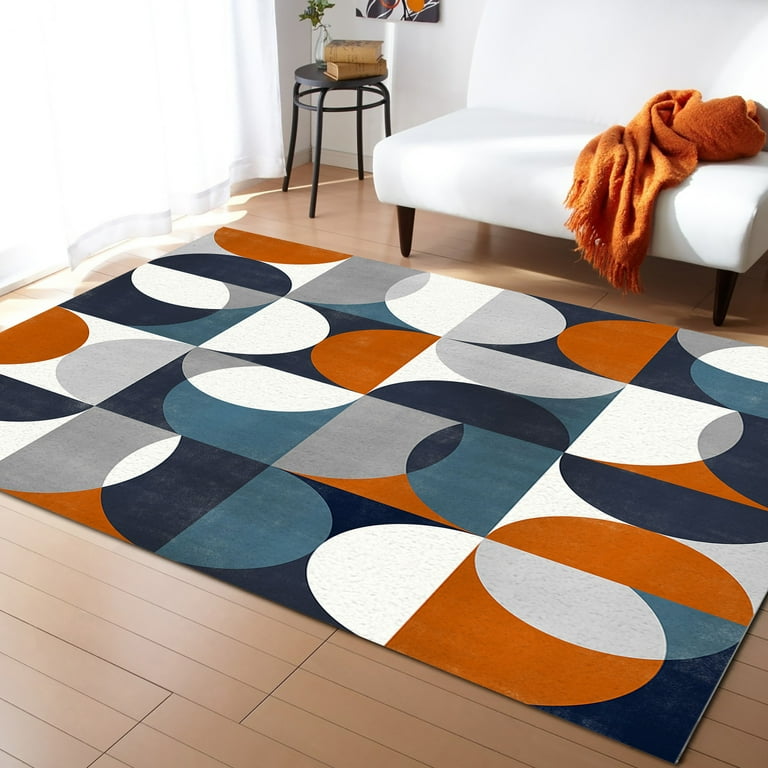 orange geometric pattern rug