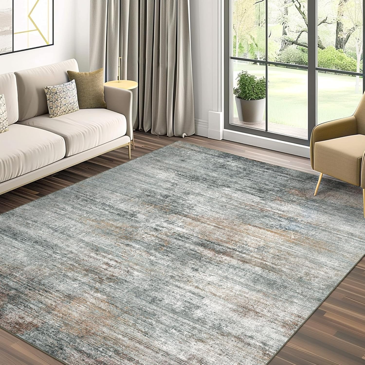 Area Rugs 5x7 for Living Room Bedroom, Modern Abstract Machine Washable ...