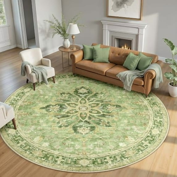 Area Rugs 8ft Washable Non-Slip, Floral Vintage Distress Print Pattern ...