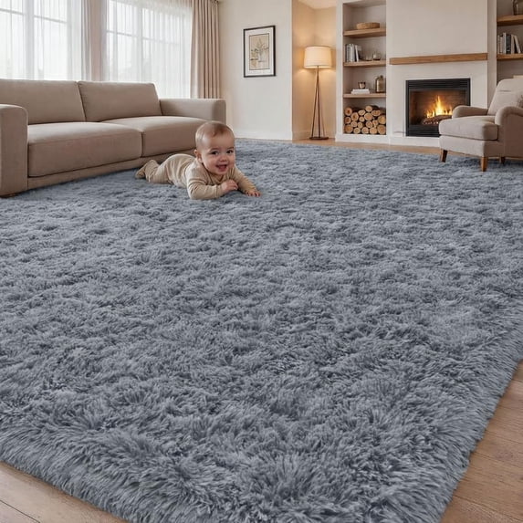 Area Rugs 9x12 Living Room Bedroom: Soft Fluffy Shag Rugs Upgrade Non ...