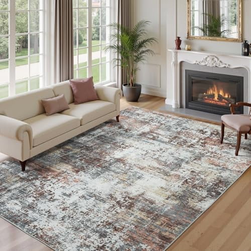 Area Rugs 9x12 Living Room, Washable Abstract Modern Soft Bedroom Rug ...