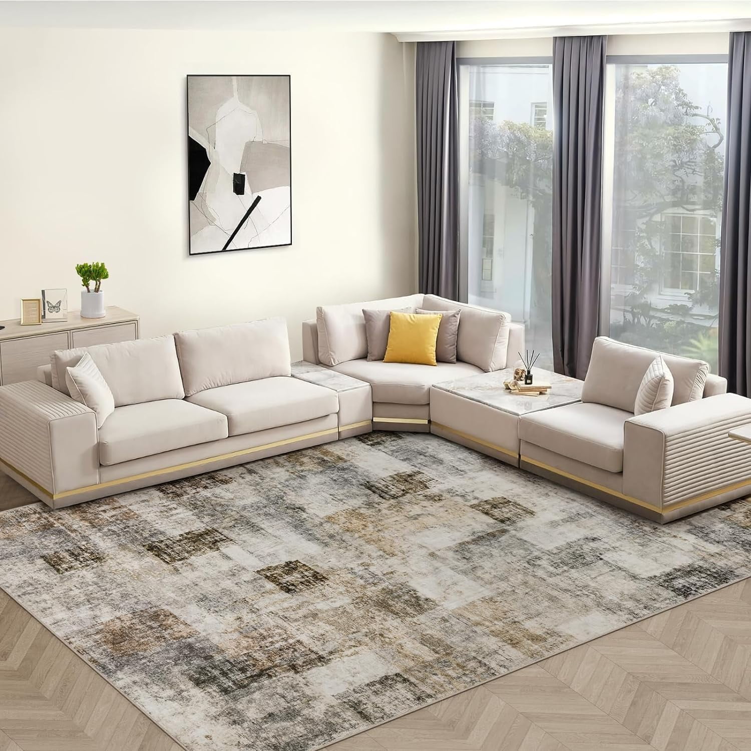 Area Rugs 9x12 Living Room Washable Rug: Abstract Ruggables Large ...
