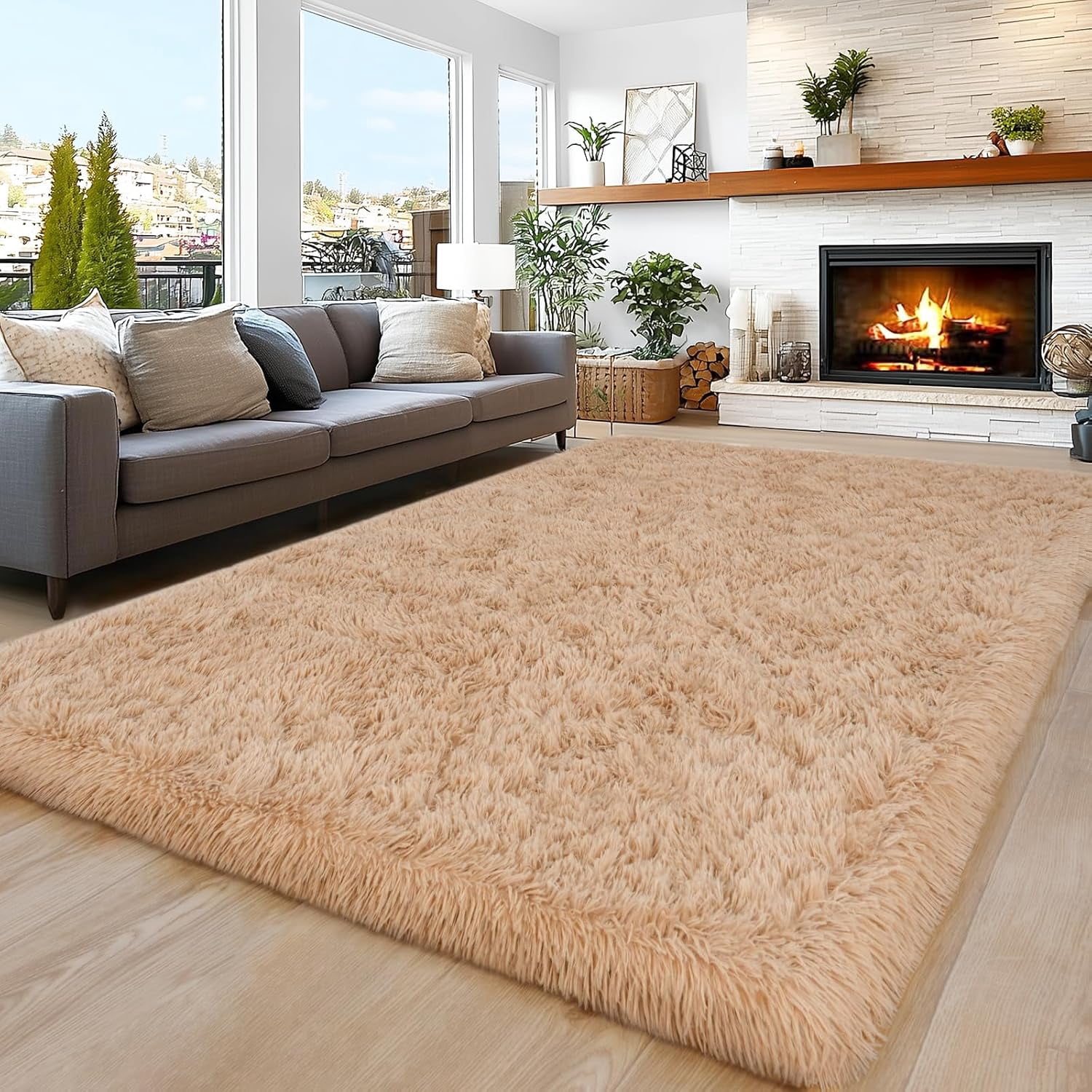 Area Rugs 9x12 Room, Soft Shaggy Fluffy Rug for , Non-Slip Fuzzy High ...