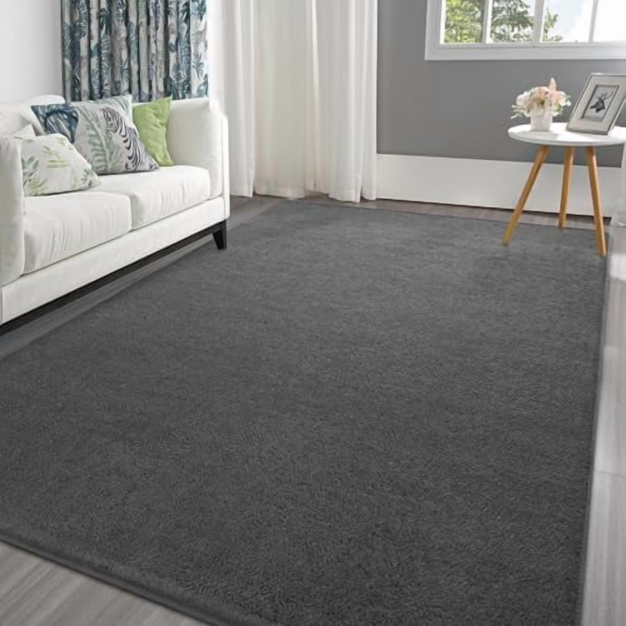 Area Rugs for Bedroom Living Room, 4x6 Dark Grey Thickened Memory-Foam ...