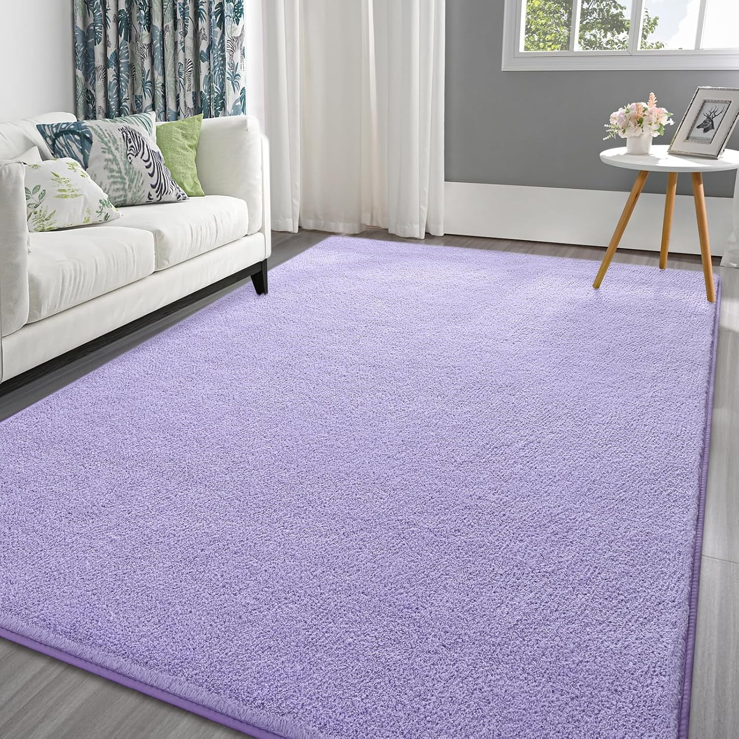 Area Rugs for Bedroom Living Room, 5x7 Light Purple Thickened Memory ...
