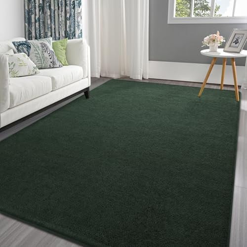 Area Rugs for Bedroom Living Room, 6x9 Dark Green Thickened Memory-Foam ...