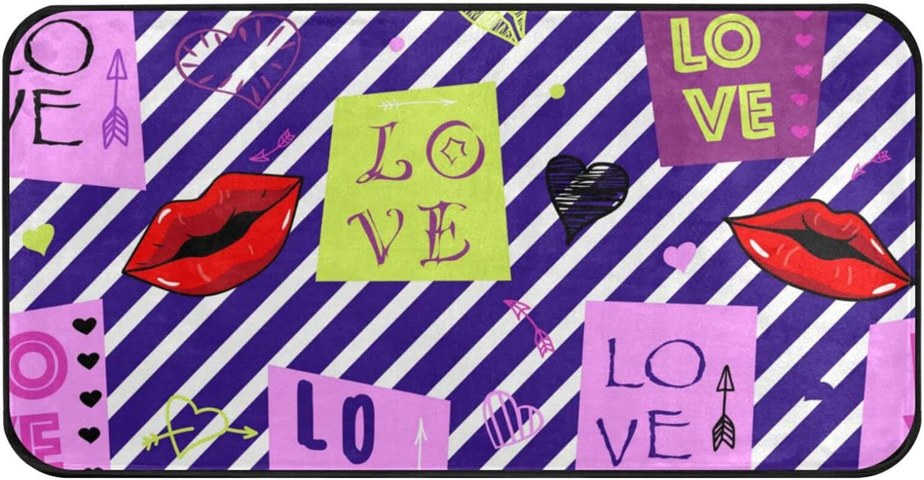 Area Rugs Carpet for Bedroom Floor Kitchen Rugs Lip Love Stripe Pop ...