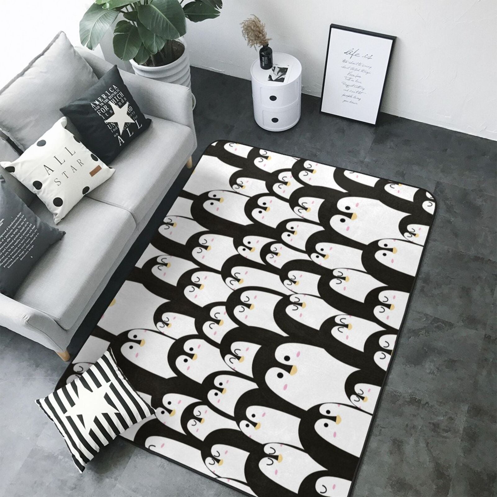 Area Rugs, Cartoon penguin Washable Large Rugs for Living Room Bedroom ...