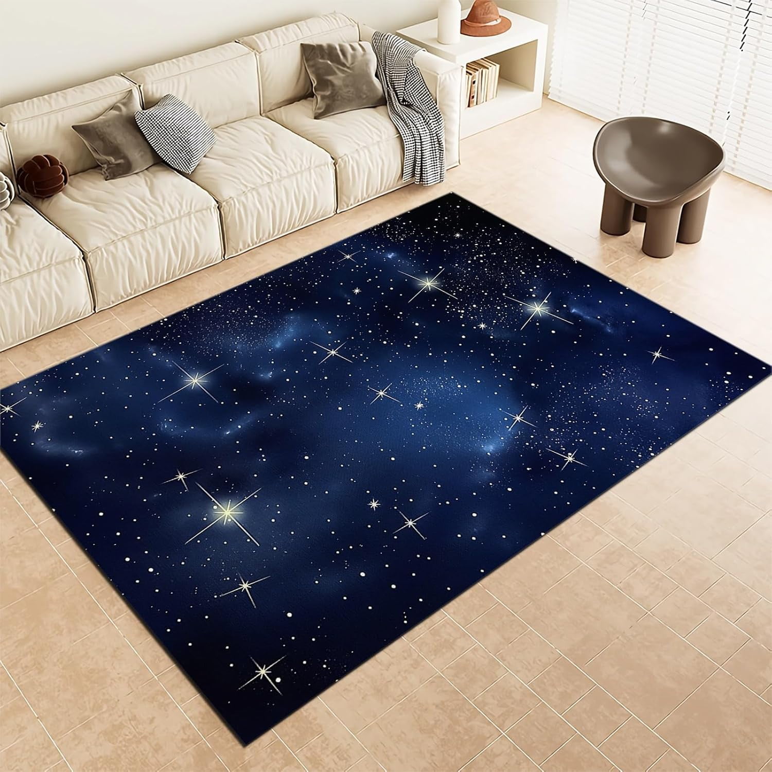 Area Rugs Dream Art Starry Sky Printed Rugs Living Room Non-Slip Short ...