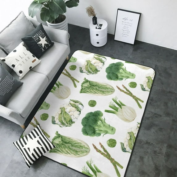 Area Rugs For Living Room Decor - Asparagus Print broccoli Anti Slip ...