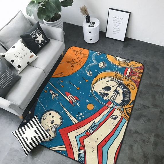 Area Rugs For Living Room Decor - Astronaut Skeleton Space Soft Anti ...