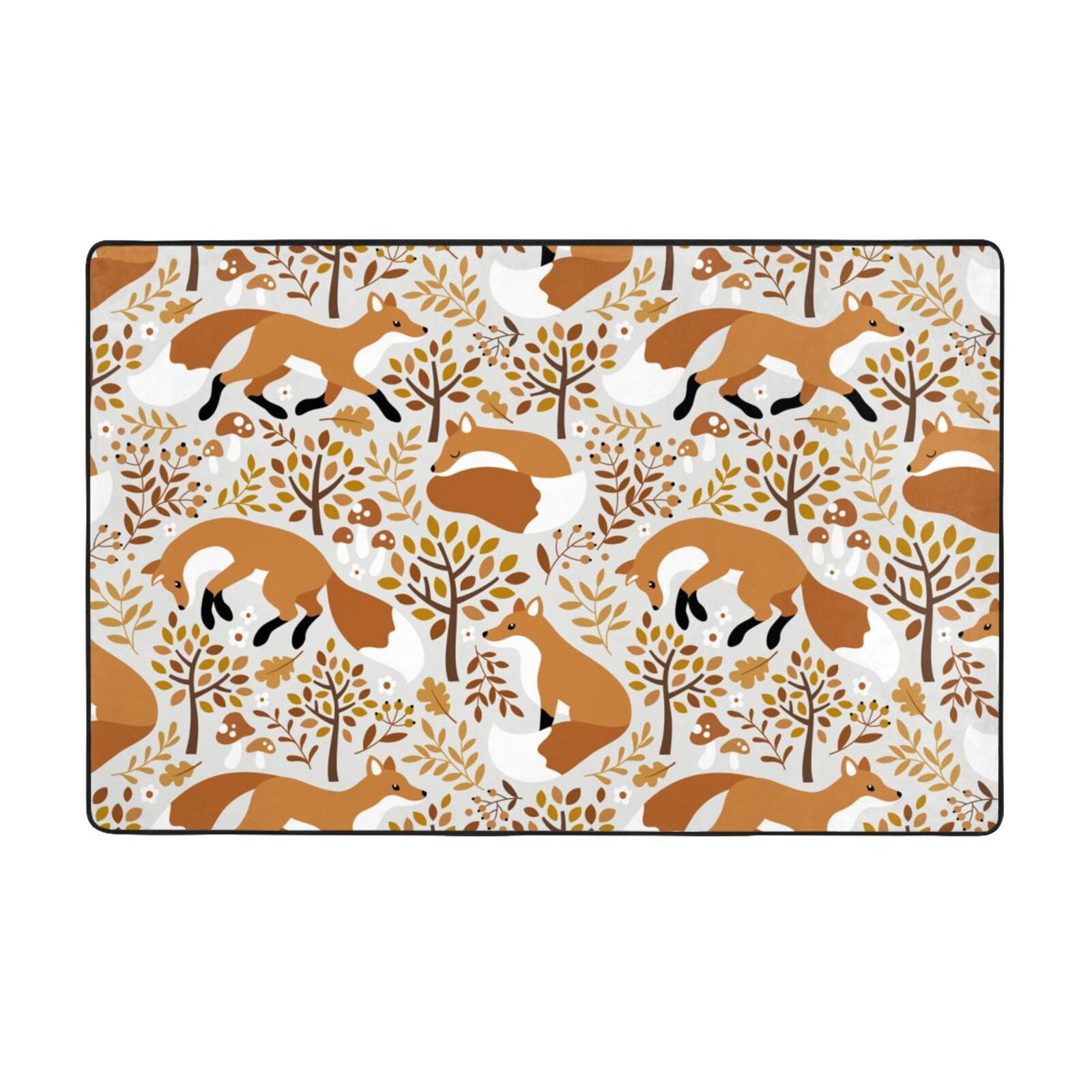 Area Rugs For Living Room Decor - Autumn Fox With Brown Plants Anti ...
