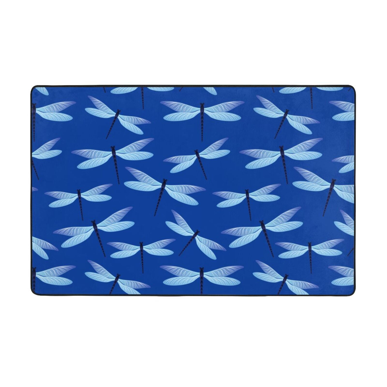 Area Rugs For Living Room Decor - Blue Dragonfly Print Anti Slip Throw ...