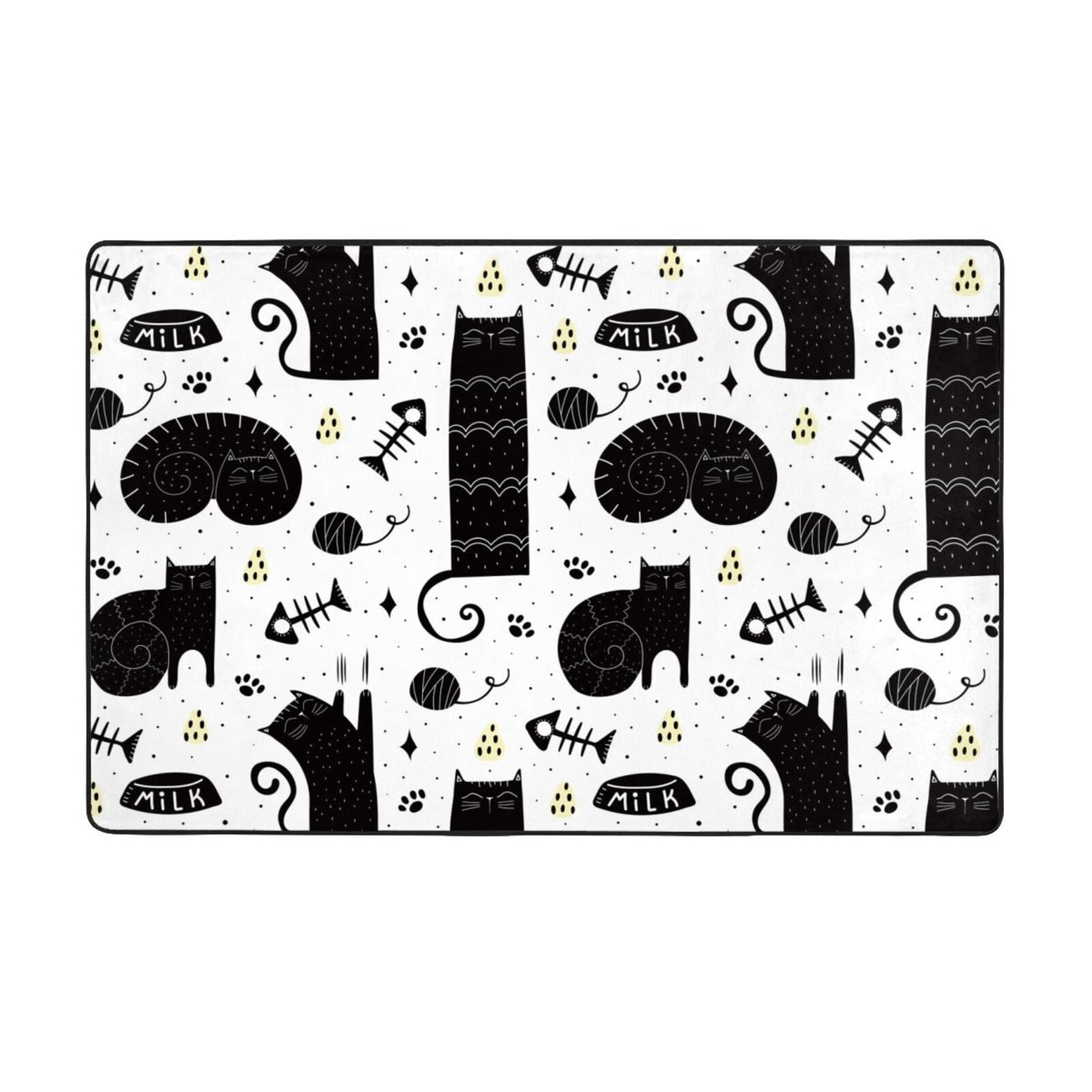 Area Rugs For Living Room Decor - Bohemian Cute Cat Fishbone Anti Slip ...
