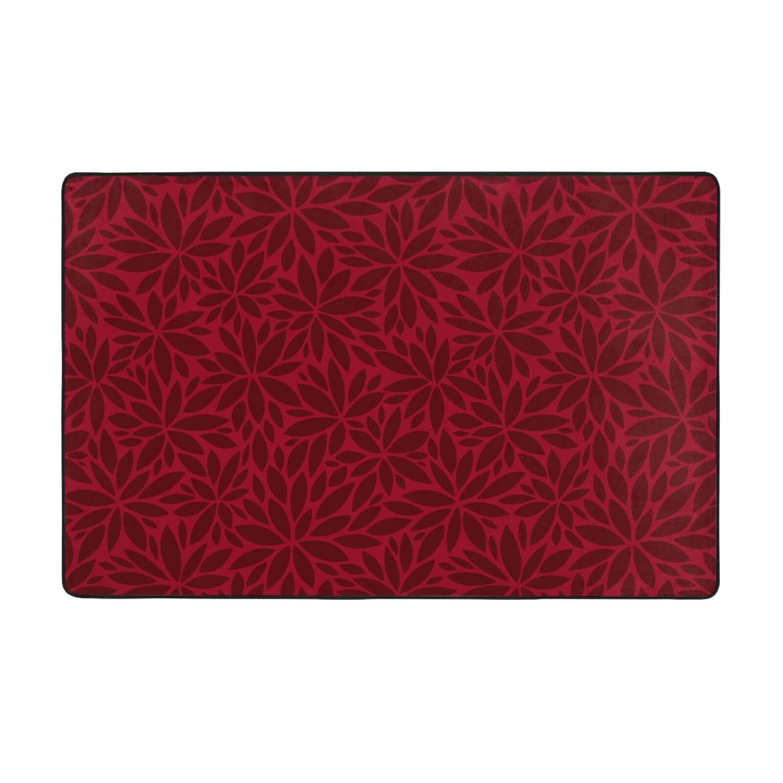 Area Rugs For Living Room Decor - Burgundy Floral Anti Slip Throw ...