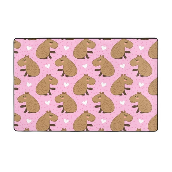 Area Rugs For Living Room Decor - Capybara Print Pink Anti Slip Throw ...