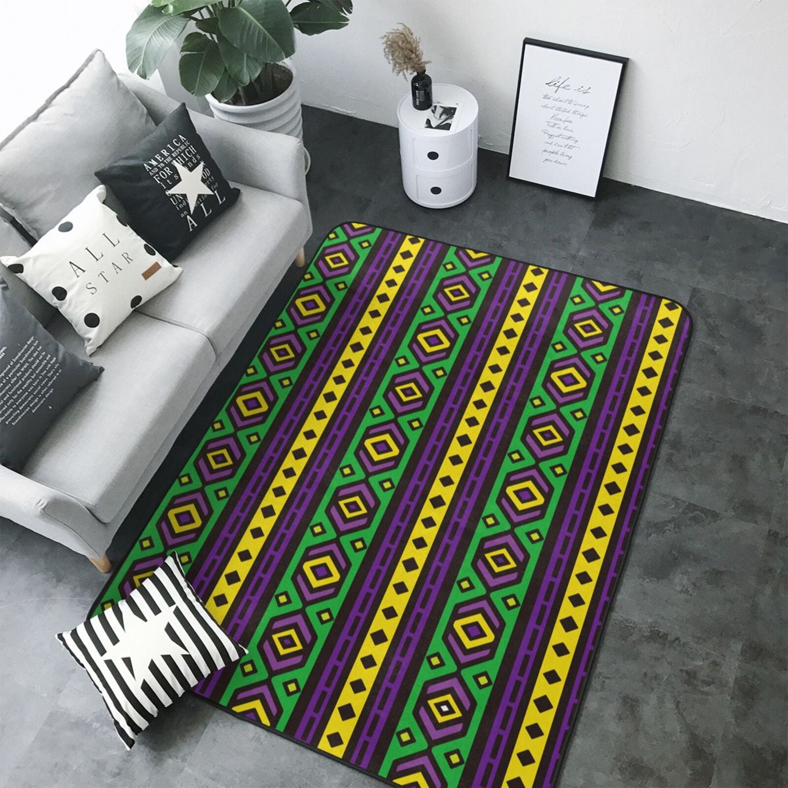 Area Rugs For Living Room Decor - Carnival Mardi Gras Soft Anti Slip ...
