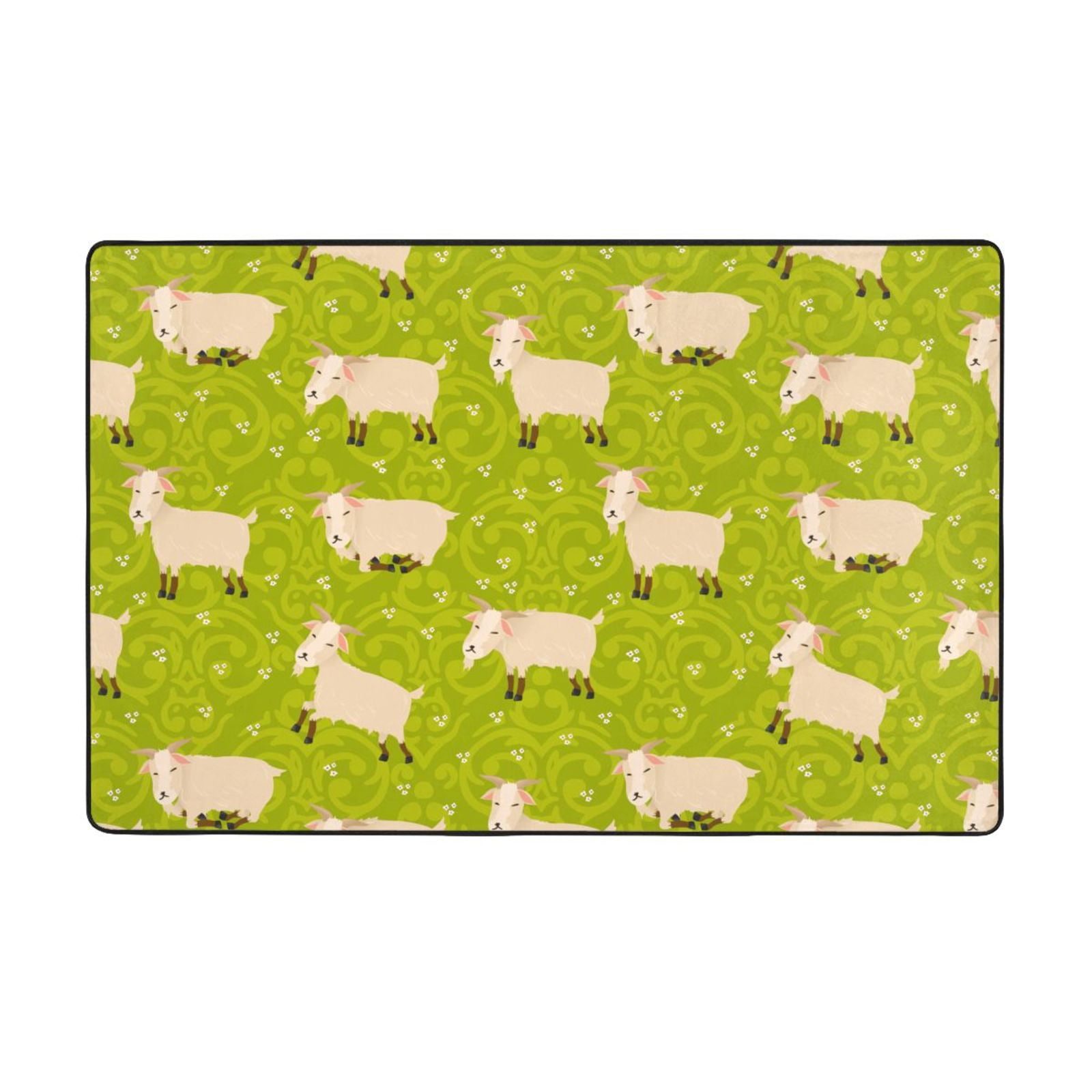 Area Rugs For Living Room Decor - Cartoon Cute Funny Sheep Green_A Anti ...